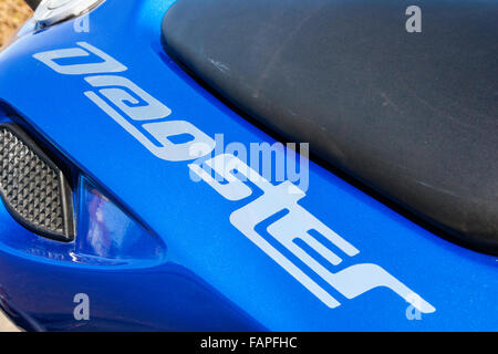 Motor-Scooter, Italjet Dragster 180. Close up of logo brand Name ...