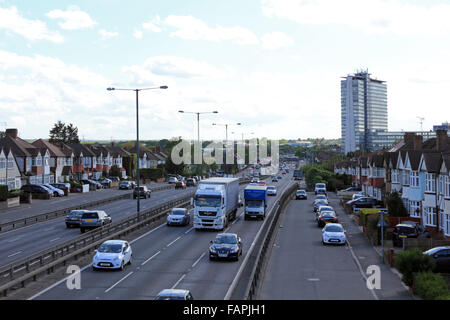 The A3 Kingston bypass road at Tolworth Surrey England UK. View south ...