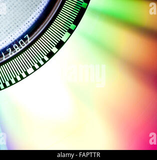 Close up of cd reflection. Colorful defocused background of cd disk ...