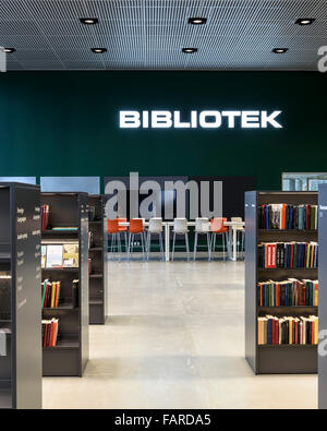 Inside the library. Dokk1, Aarhus, Denmark. Architect: Schmidt Hammer ...