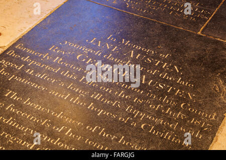 Jane Austen's Grave at Winchester Cathedral Stock Photo - Alamy