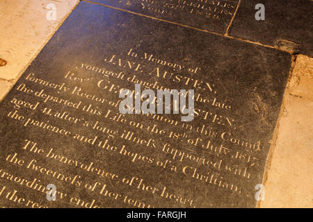 Jane Austen's Grave at Winchester Cathedral Stock Photo - Alamy