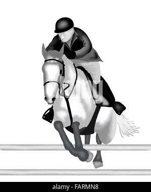 Illustration of a horse and jockey jumping over obstacle with year 2014 ...