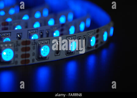 Blue Led stripe on the black background Stock Photo - Alamy