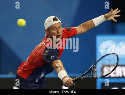 Lleyton Hewitt of Australia plays a shot during the Tie Break Tens ...