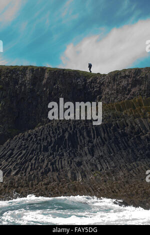 UK, Scotland, Argyll and Bute, hexagonal basalt columns on Staffa ...