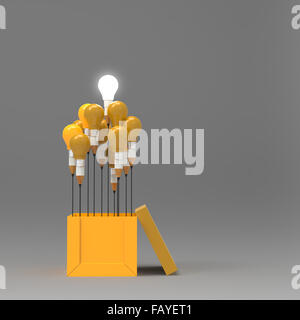 drawing idea pencil and light bulb concept outside the box as creative ...