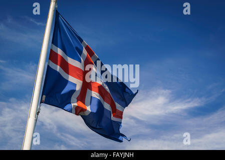Flag of Iceland, blue with white and red cross Flag of the Republic of ...