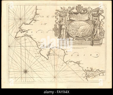 South Devon coast Salcombe Dartmouth Torbay ADMIRALTY sea chart 1891 ...