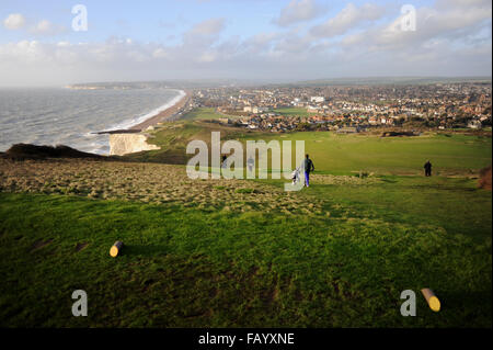 The Eighteenth Hole and clubhouse below at Seaford Head Golf Course on ...