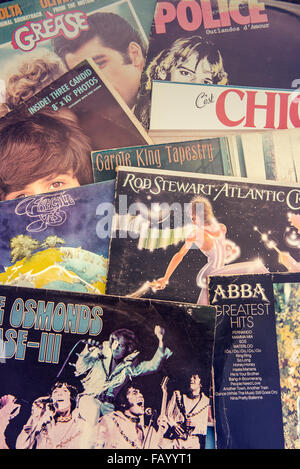 Close up of the covers of 1970s compilation albums on vinyl Stock Photo ...