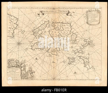 The Islands of Orkney sea chart by Capt G. COLLINS. Pomona Hoy &c 1693 ...