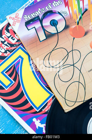 Close up of the covers of 1970s compilation albums on vinyl Stock Photo ...