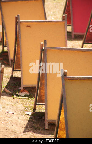 Natural Handmade paper drying in the sun Stock Photo - Alamy