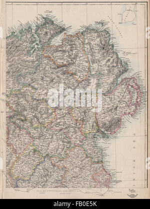 Ireland (North) antique map by Edward Weller. Ulster. Railways 1883 old ...