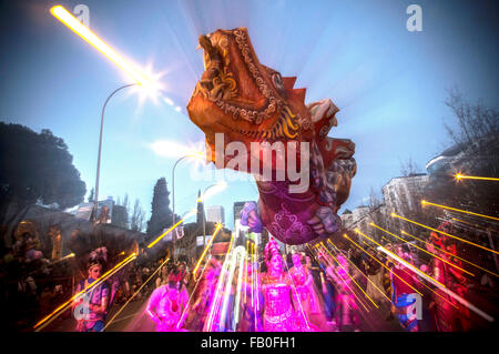 during the traditional "Cabalgata de Reyes" parade in Madrid, Spain ...