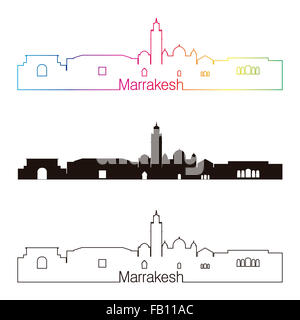 Morocco silhouette skyline, vector city, moroccan linear architecture ...