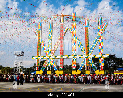 The musicians at Manau Dance, traditional ceremony of Kachin people to ...