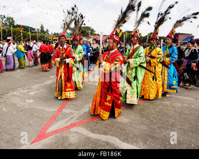A leader at Manau Dance, traditional ceremony of Kachin people to ...
