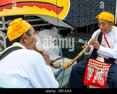 Musicians at Manau Dance, traditional ceremony of Kachin people to ...