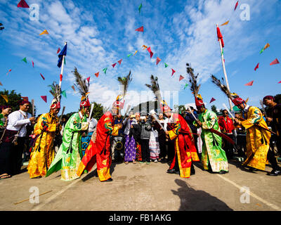 A leader at Manau Dance, traditional ceremony of Kachin people to ...