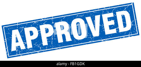 Approved blue grunge square rubber seal stamp. Flat illustration ...