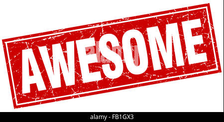 awesome red square grunge stamp on white Stock Photo - Alamy