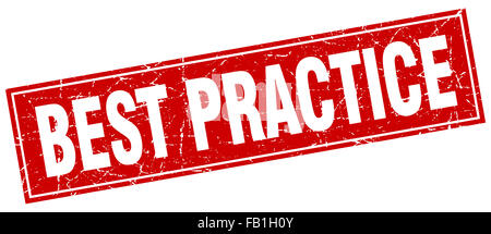 best practice red square grunge stamp on white Stock Photo - Alamy
