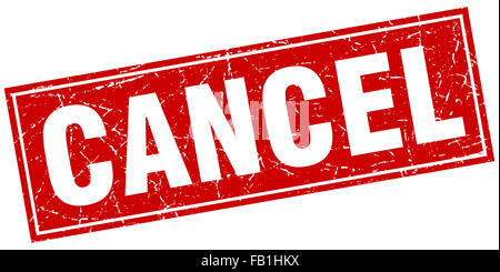 cancel red square grunge stamp on white Stock Photo - Alamy