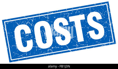 costs blue square grunge stamp on white Stock Photo - Alamy