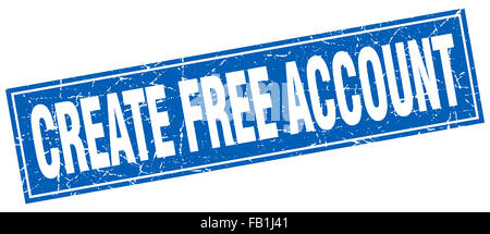 create free account blue square grunge stamp on white Stock Photo - Alamy