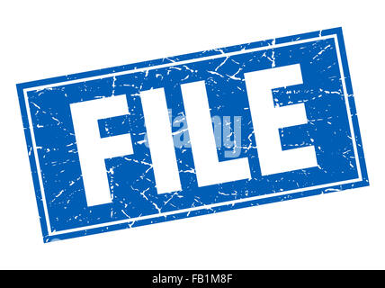 File blue square grungy stamp isolated on white background Stock Photo ...