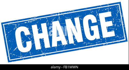 change blue square grunge stamp on white Stock Photo - Alamy