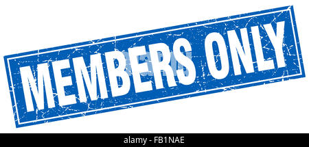 members only blue square grunge stamp on white Stock Photo - Alamy