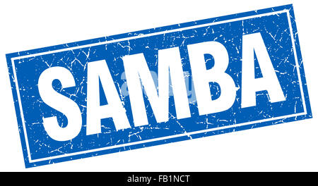samba blue square grunge stamp on white Stock Photo - Alamy