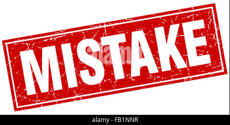 mistake red square grunge stamp on white Stock Photo - Alamy