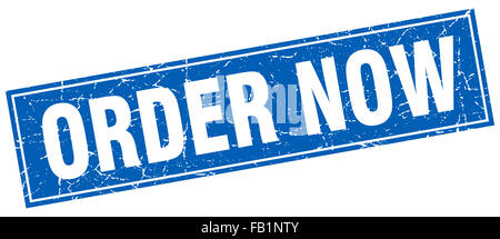 order now blue square stamp isolated on white background Stock Photo ...