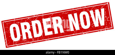 order now red square stamp isolated on white background Stock Photo - Alamy