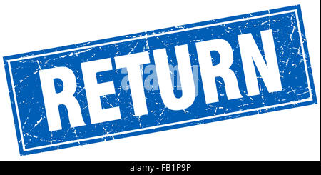return blue square grunge stamp on white Stock Photo - Alamy