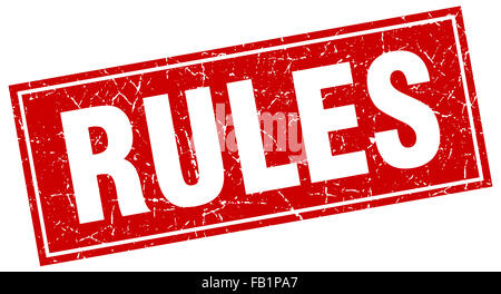 rules red square grunge stamp on white Stock Photo - Alamy