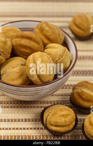 Walnut Shaped Cookies Filled With Cream Stock Photo - Alamy