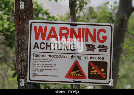 Crocodile warning sign, Queensland, Australia Stock Photo: 15455662 - Alamy