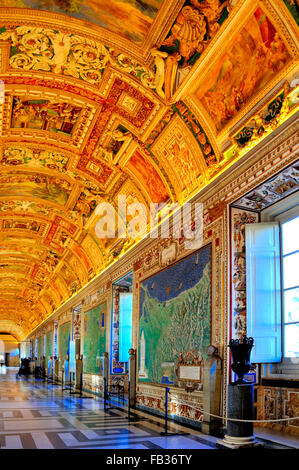 Vatican Museum Map Room Inside Ornate Sculptured Ceiling Rome, Italy Stock Photo - Alamy