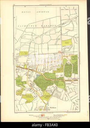 PLUMSTEAD AND EAST WICKHAM: Map of Woolwich and Plumstead, 1888 Stock ...