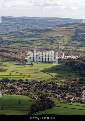 Castleton and the Hope Valley Cement Works and Quarry from Rushup Edge ...