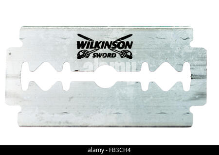 Wilkinson Sword double edged razor blade in an old fashioned stainless ...