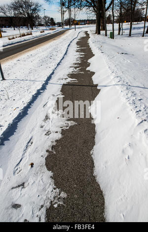 A cleared walkway after a winter storm and deep snowfall in Sedona ...