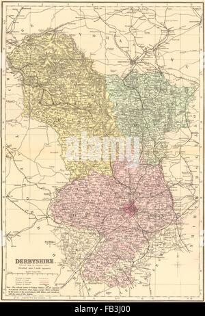 DERBYSHIRE. Antique county map by GW BACON 1884 old plan chart Stock ...
