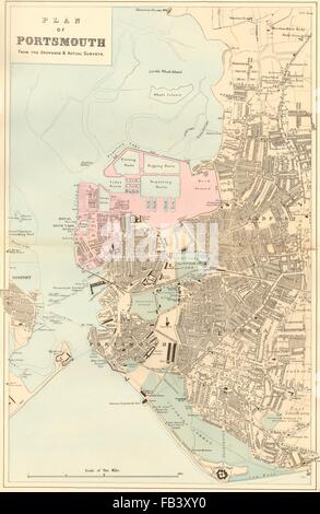PORTSMOUTH. Vintage plan. Gosport Portsea Landport Southsea Hampshire ...