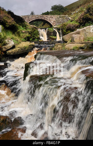 Waterfall at Three Shires Head, where Staffordshire, Cheshire and ...